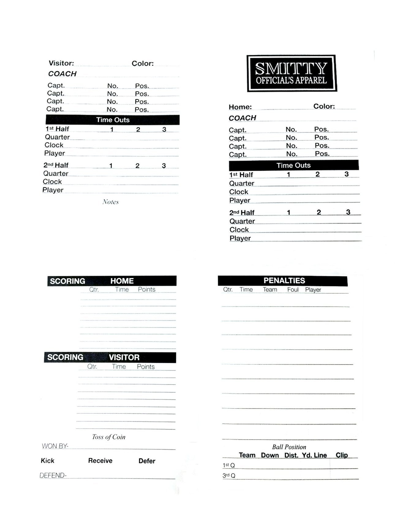 ACS533 Game Cards with Penalty Tracking – Smitty Officials Apparel